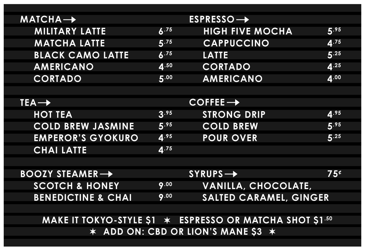 Menu — Sawada Coffee | New York