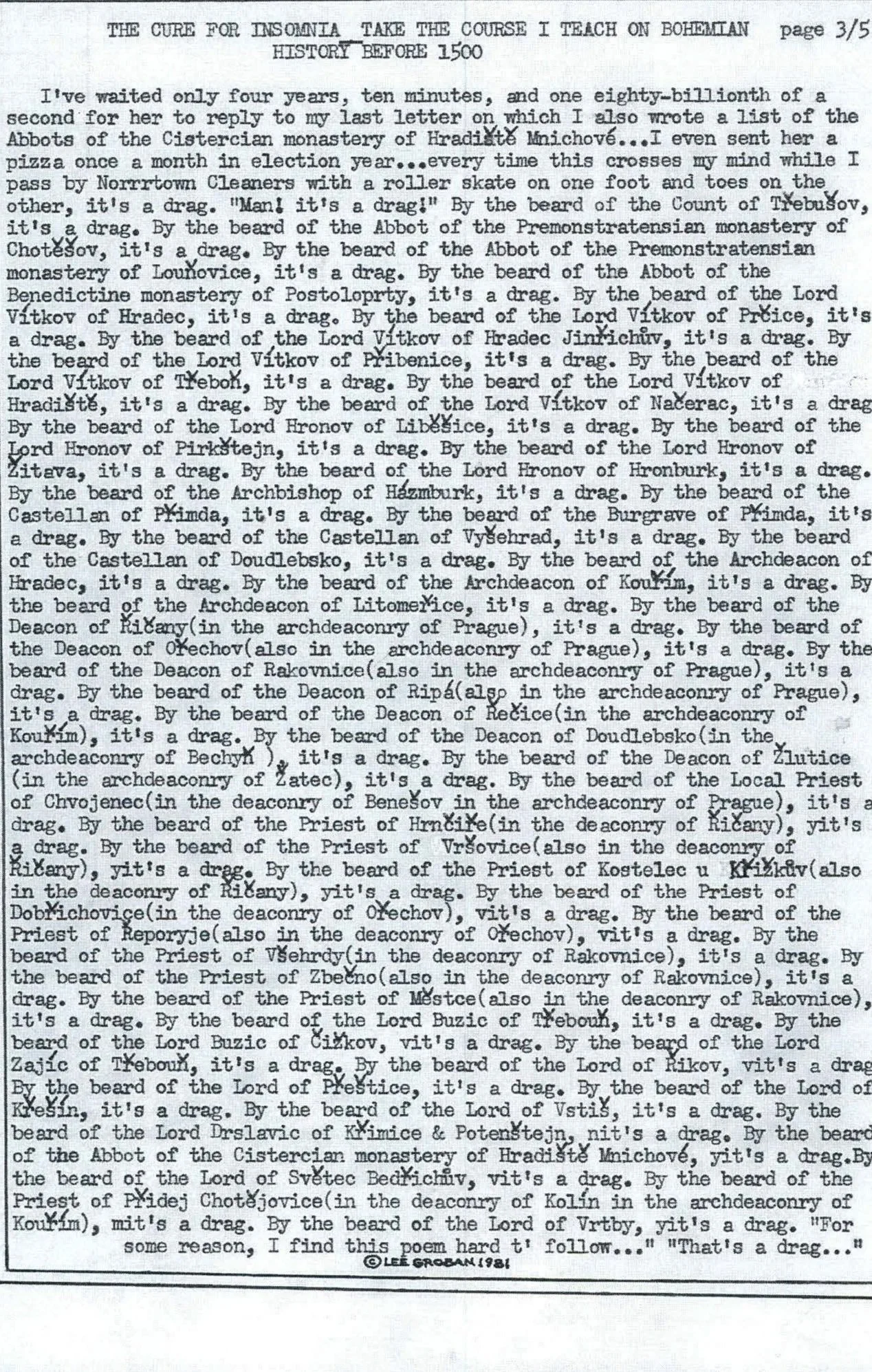 The Cure for Insomnia — Lee Groban Archive