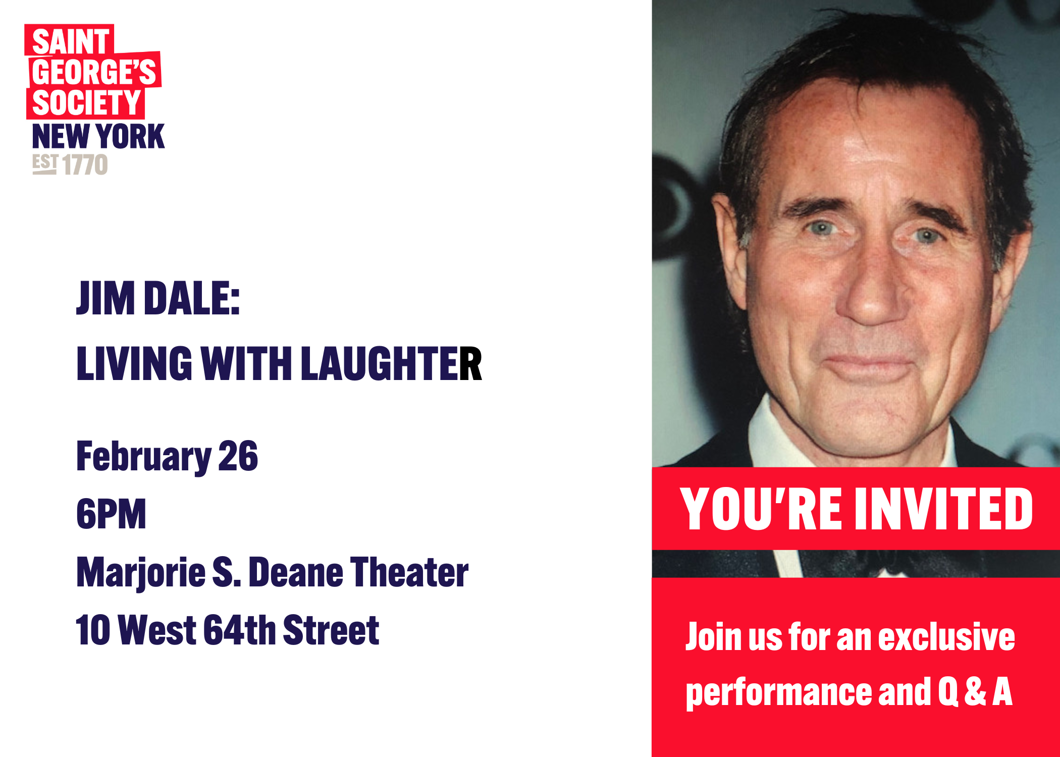 Purchase your ticket for Jim Dale: Living with Laughter! — St. George's ...