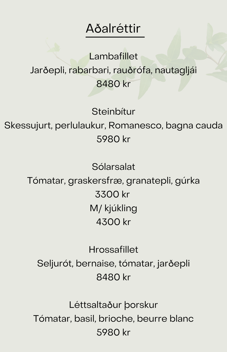 Menu Icelandic — Sól Restaurant