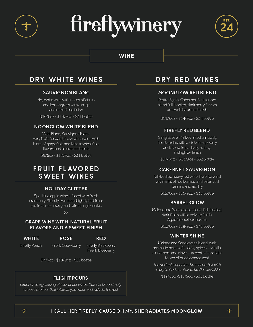 Menu | Drink — Firefly Winery