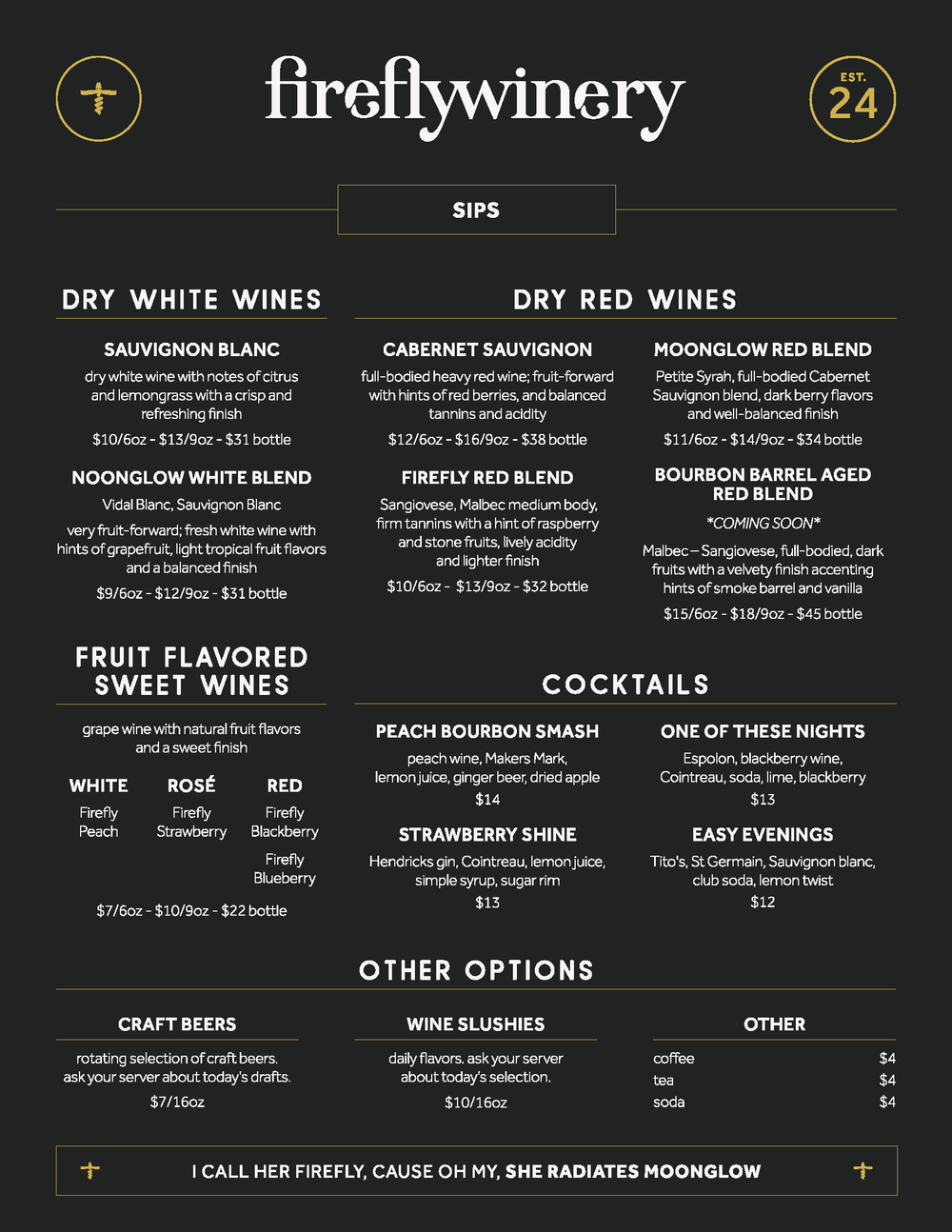 Menu | Drink — Firefly Winery