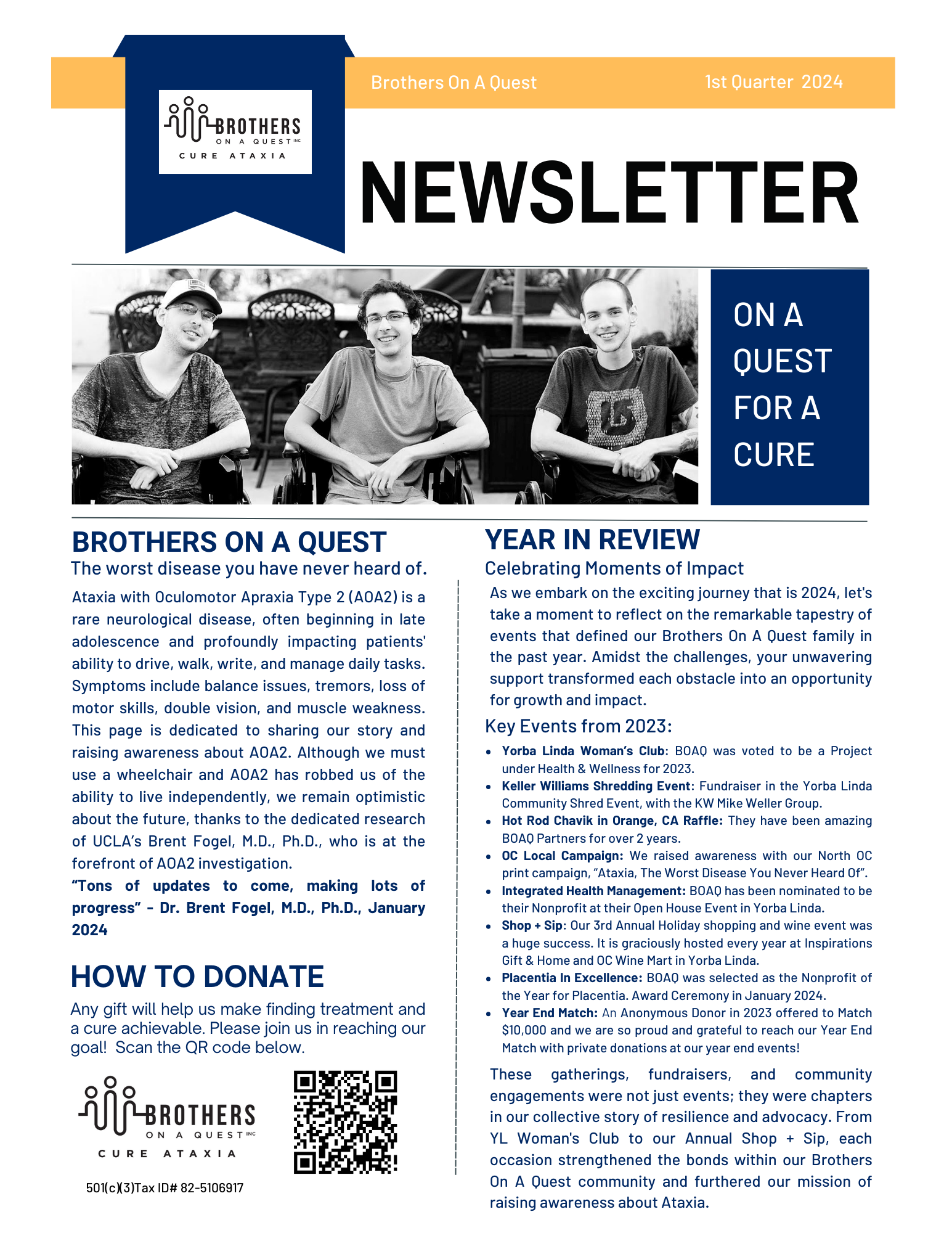 Join Us on Our Quest for a Cure & Raising Ataxia Awareness