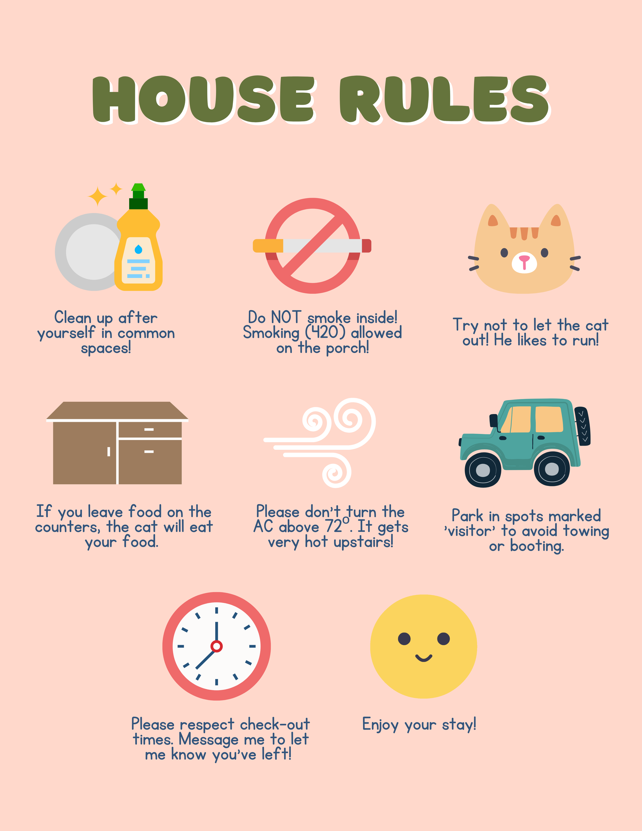 Custom House Rules Printable PDF — How To Rent Your Room