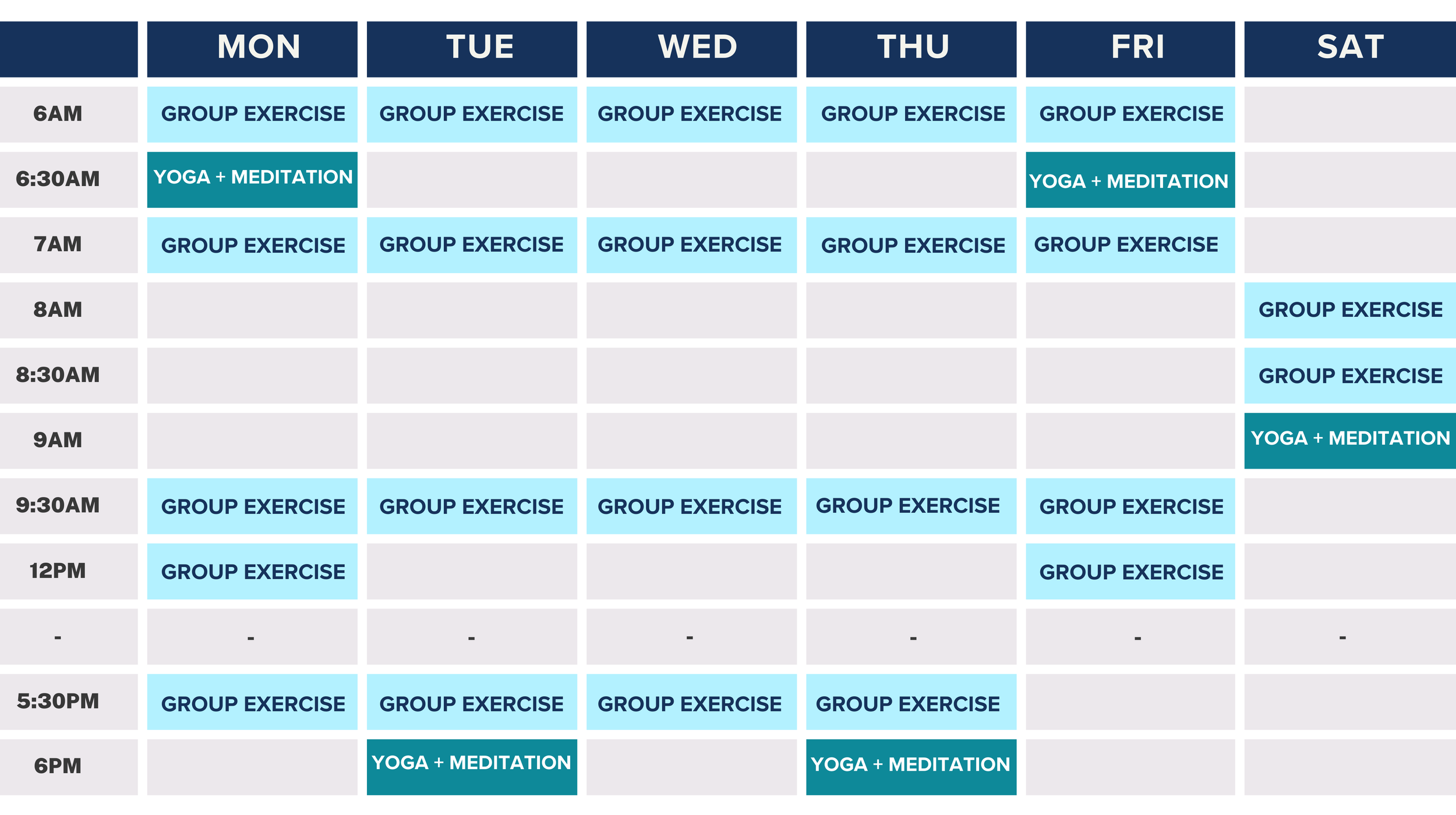 Class Schedule — Crown Hill Fitness and Wellness