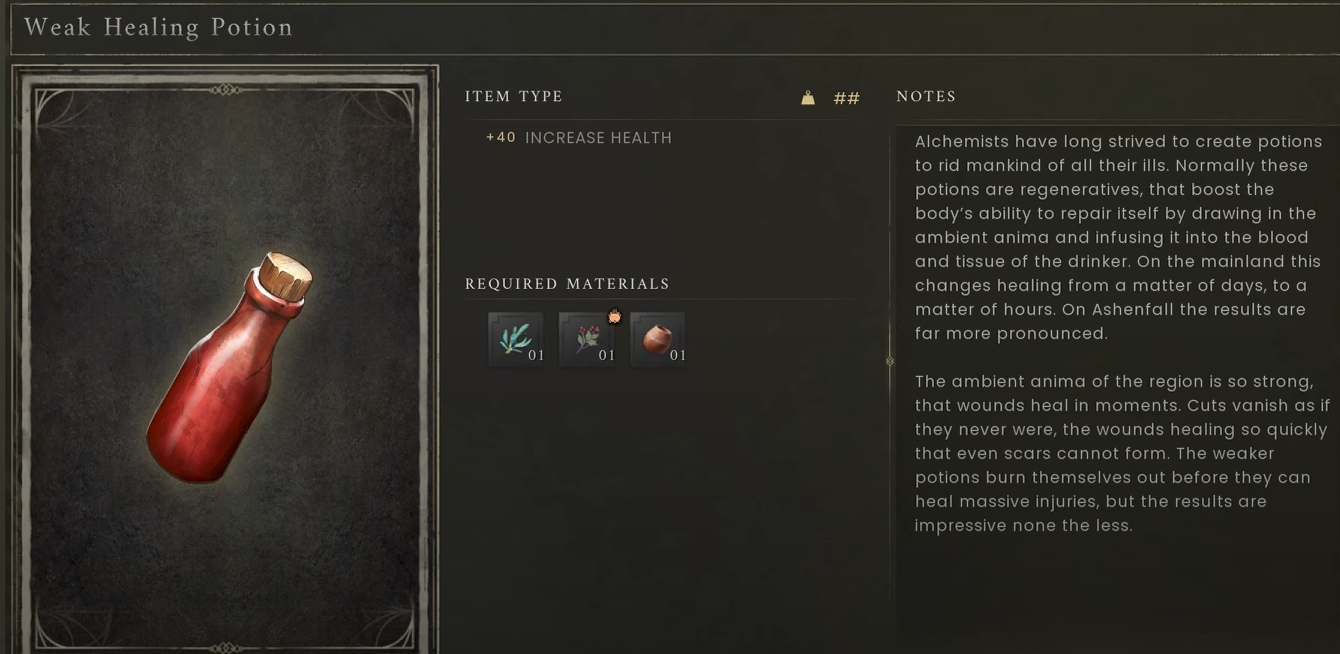 All Potion Recipes in RuneScape: Dragonwilds