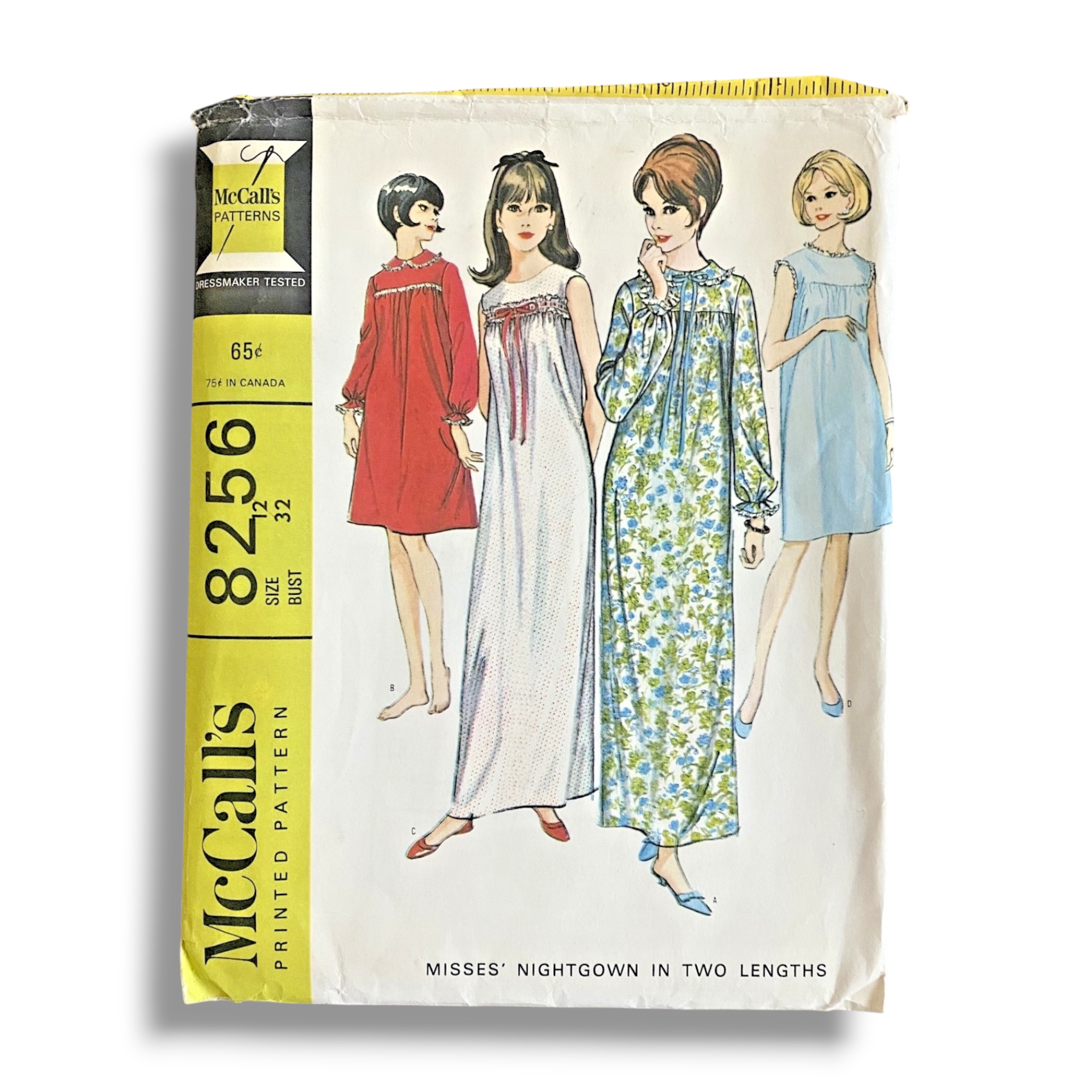 McCalls 8256, 60s Nightgown, Size 12/32, Cut & Complete, Vintage Sewing ...