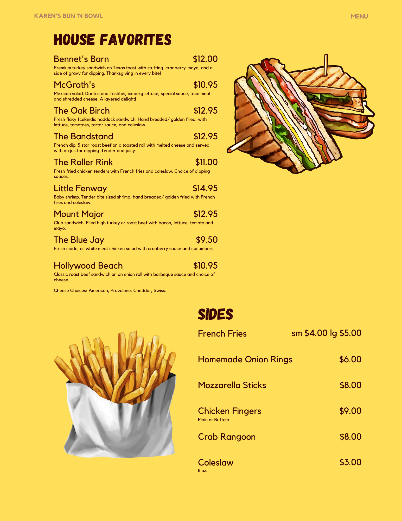 Menu | Explore Menus & Enjoy Now — Karen's Bun 'N Bowl