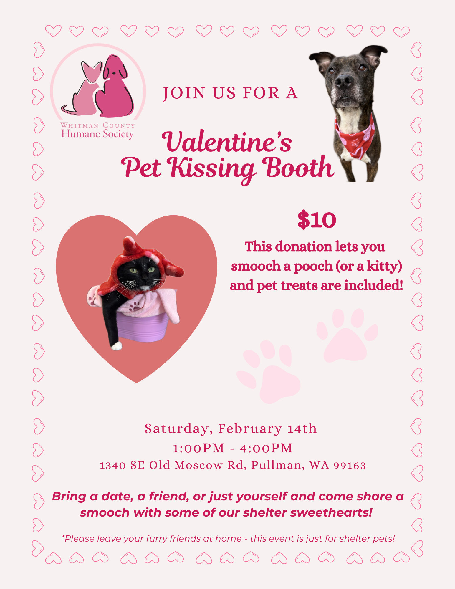 Valentines Pet Kissing Booth & Matchmaking — Whitman County Humane Society