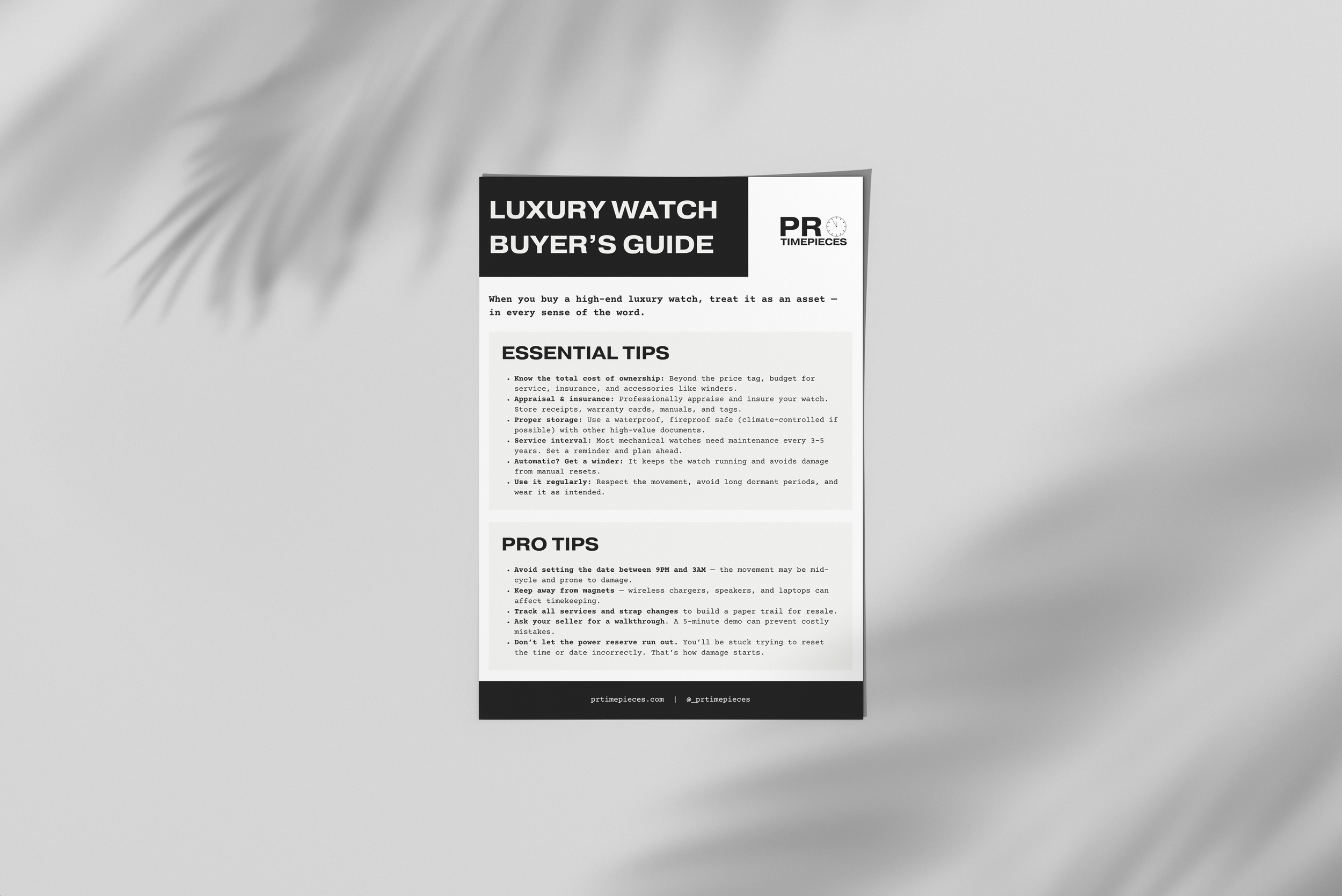 Luxury Watch Buyer's Guide FREE PDF DOWNLOAD — PR Timepieces | Wrist ...