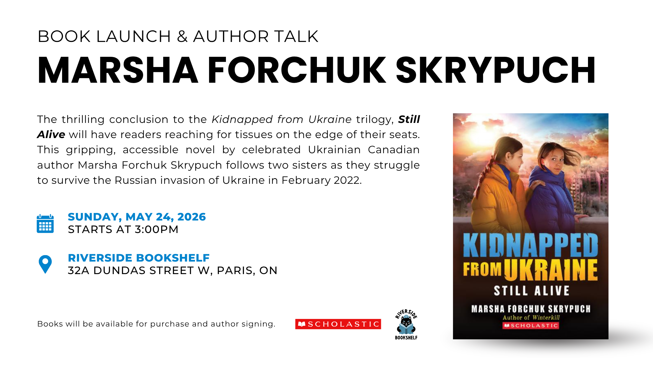 Book Launch & Author Talk: Still Alive by Marsha Forchuk Skyrpuch ...