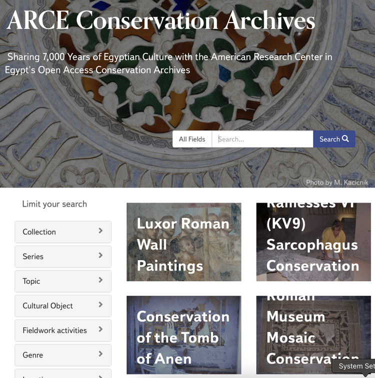 The American Research Center in Egypt’s (ARCE) Conservation Archive ...