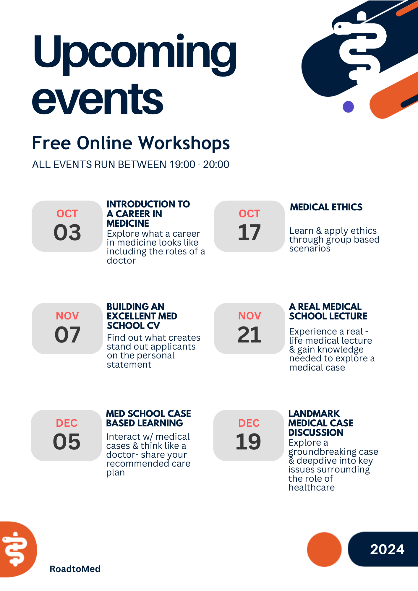 FREE WORKSHOPS | ROADTOMED