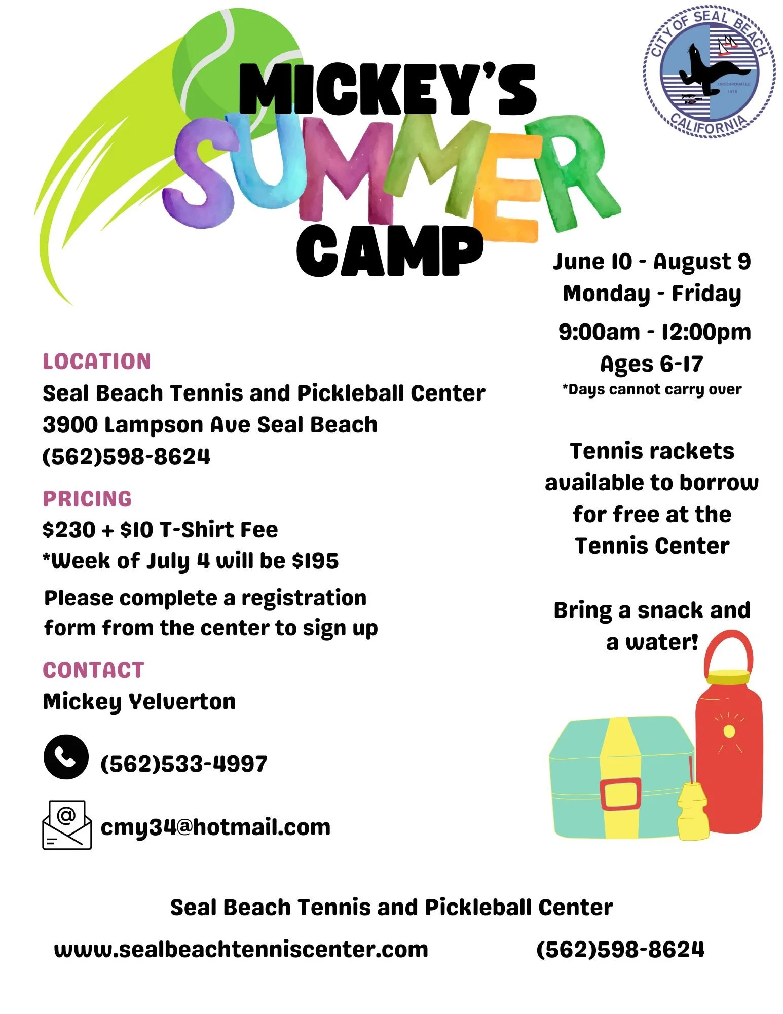 Mickey's Summer Camp — Seal Beach Tennis & Pickleball Center