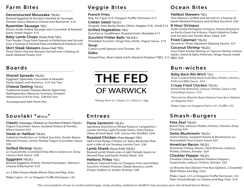 Dinner — THE FED OF WARWICK