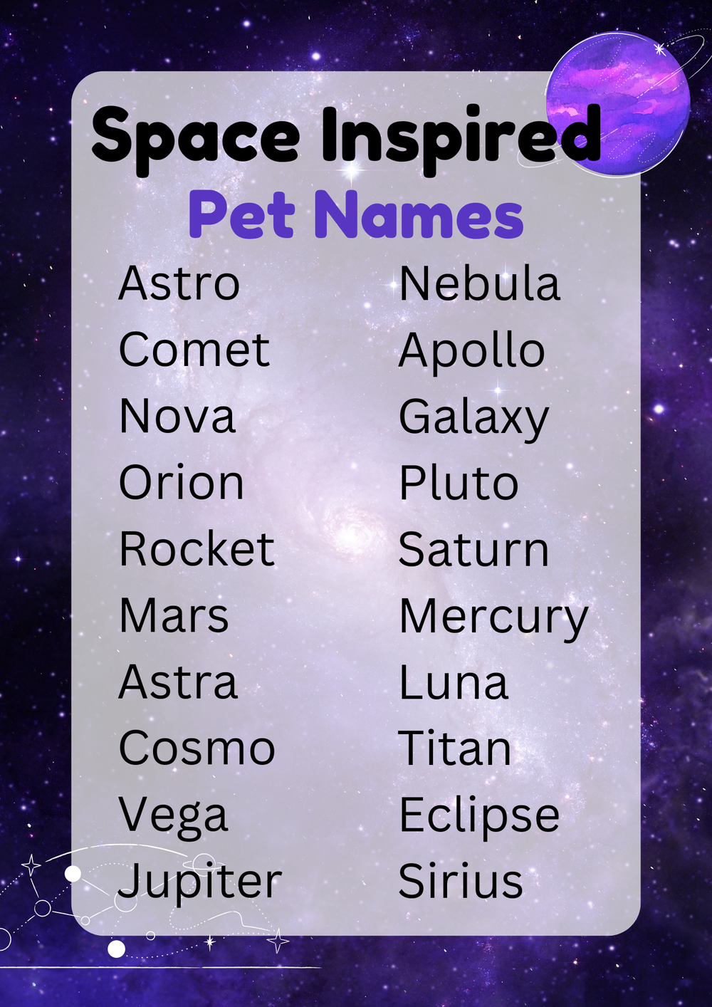 Space Inspired Pet Names — Life With Eileen