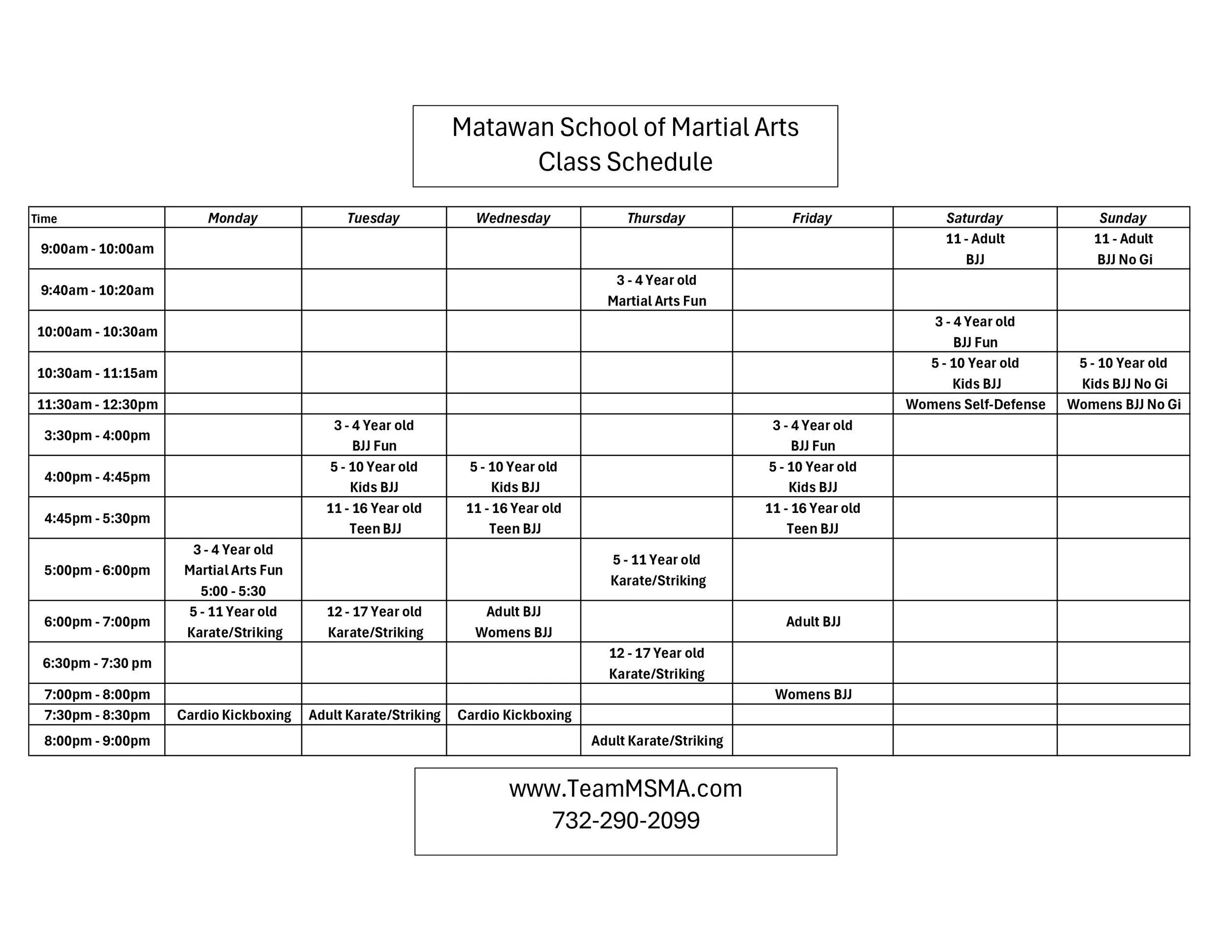 Schedule — Team MSMA