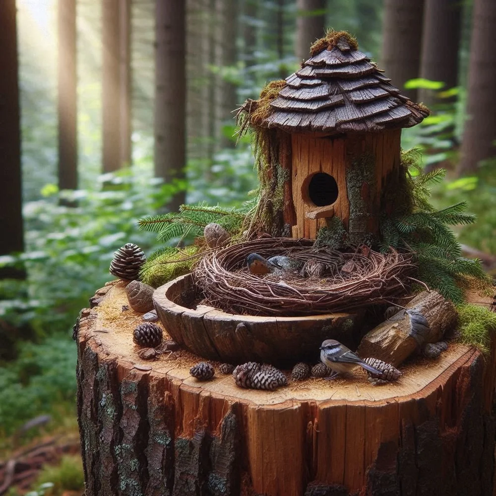 15 Short Tree Stump Ideas for Outdoor Decor