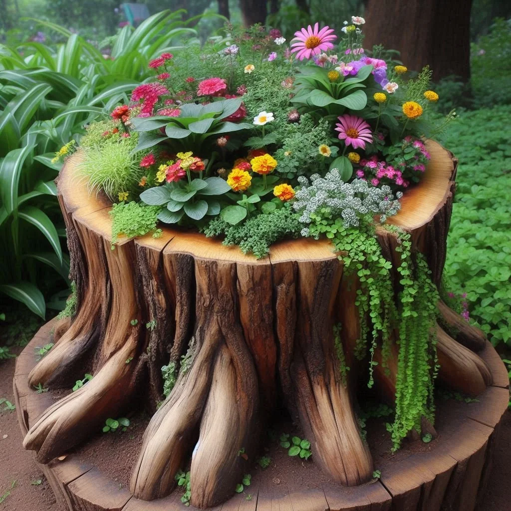 15 Stylist Tree Stump Ideas for Outdoor Decor