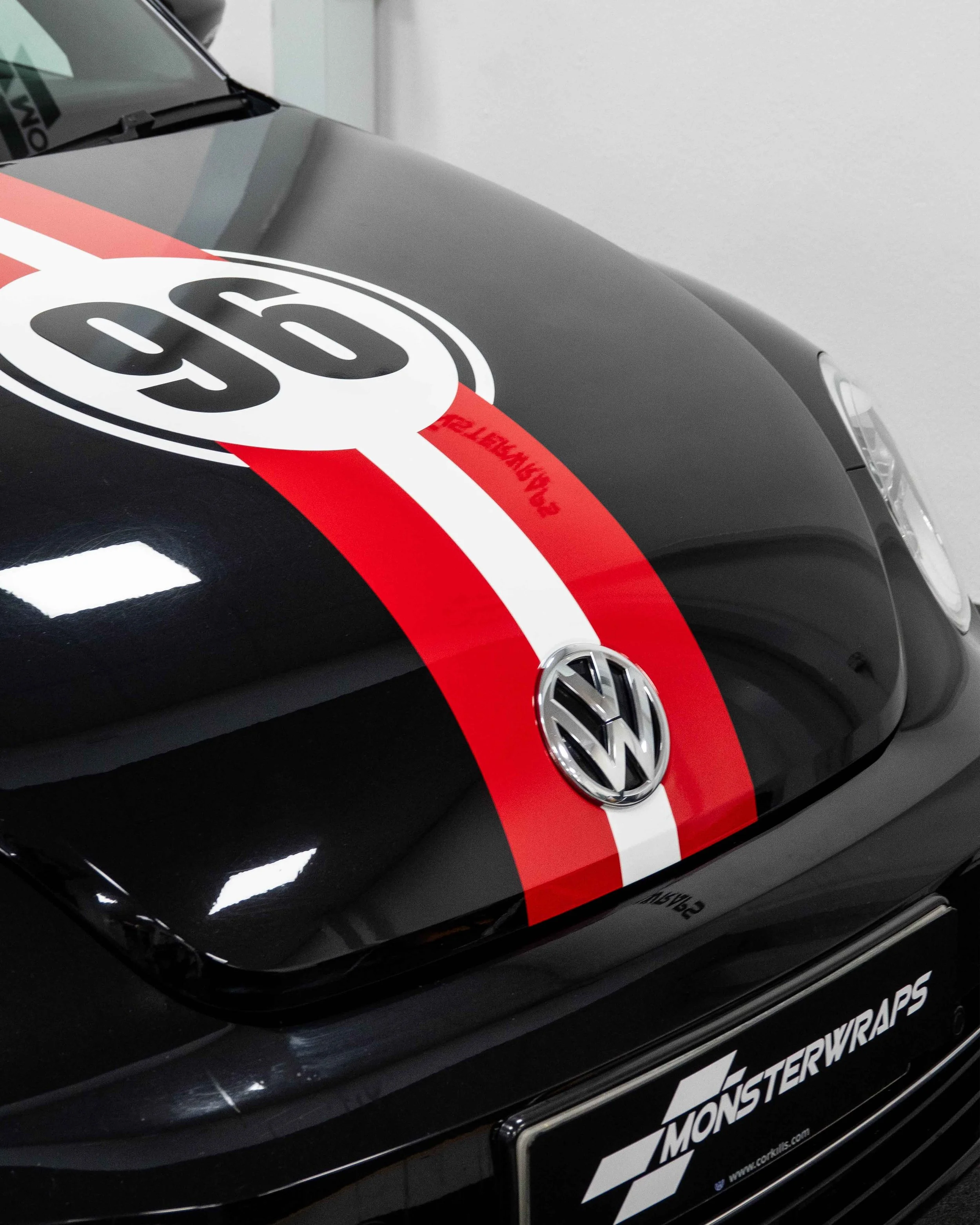 VW Beetle Full Body Custom Stripes and Number Decals — Monsterwraps ...