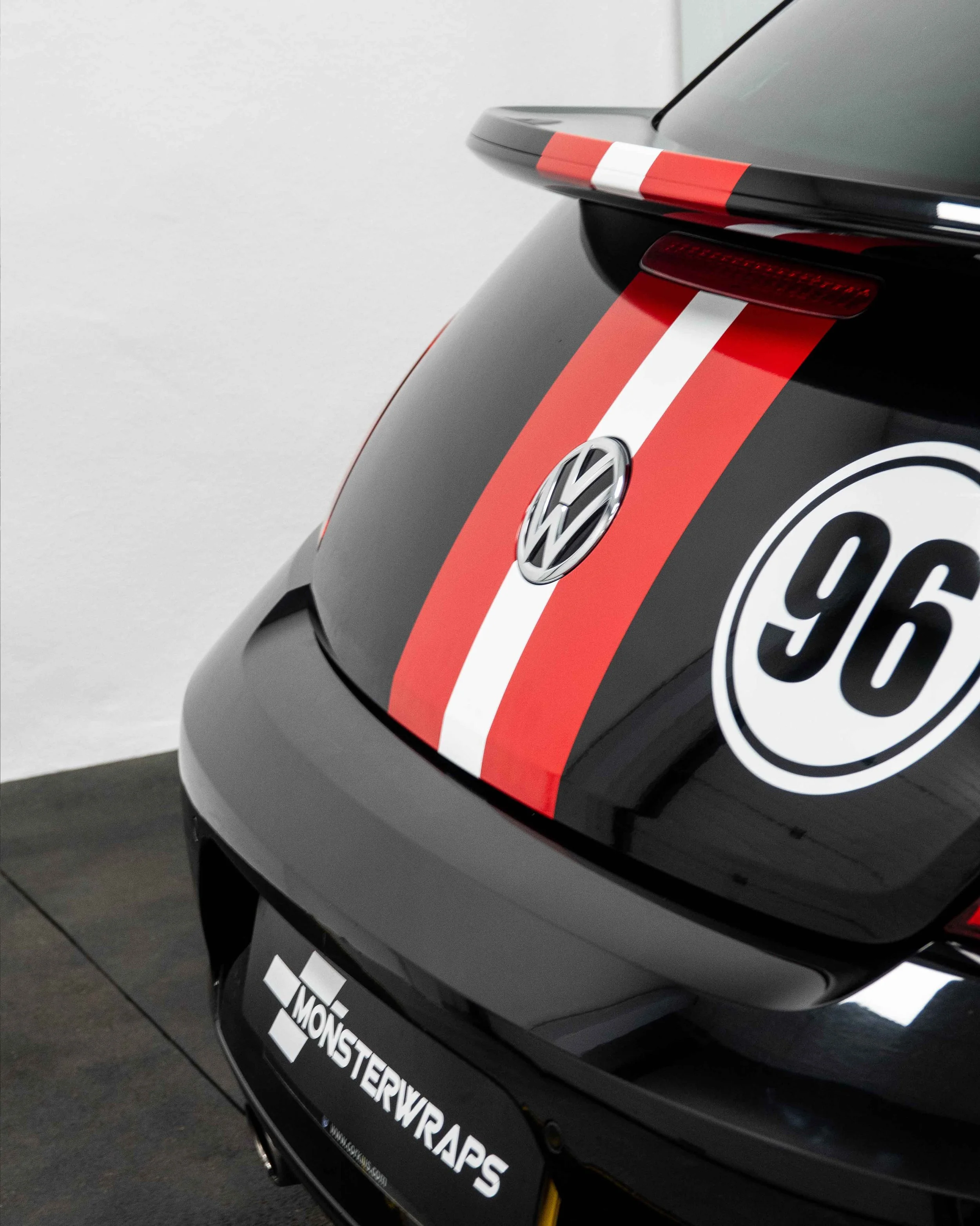 VW Beetle Full Body Custom Stripes and Number Decals — Monsterwraps ...