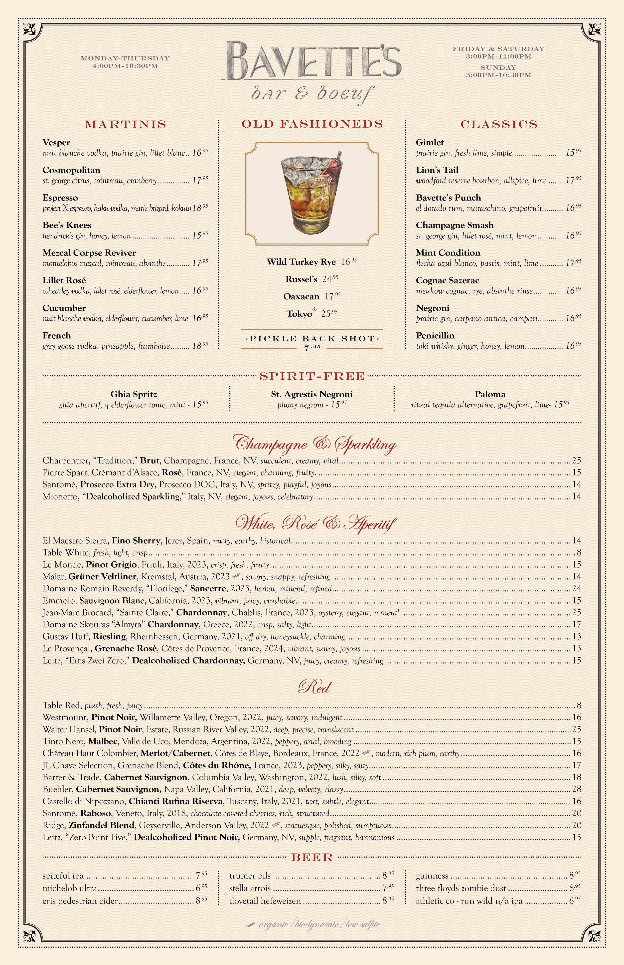 Food & Drink — Chicago | Bavette's Bar & Boeuf
