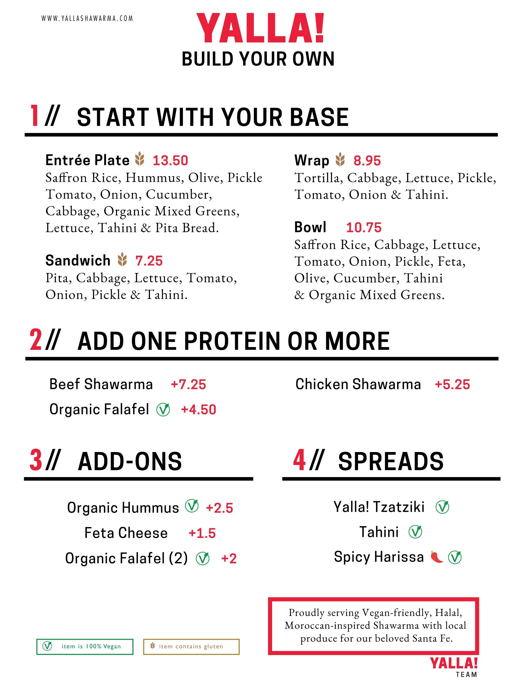 MENU — Yalla! Shawarma | Mediterranean Food Truck by Downtown Santa Fe ...