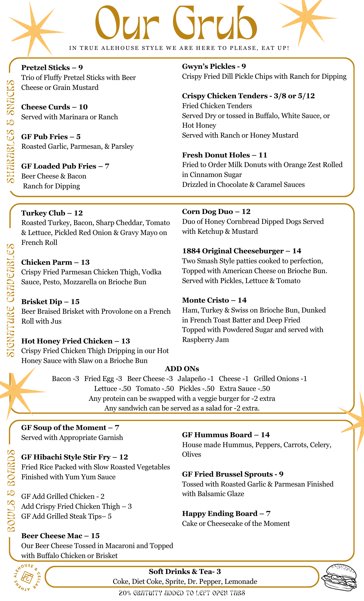 Athens Alehouse Menu — Athens Alehouse