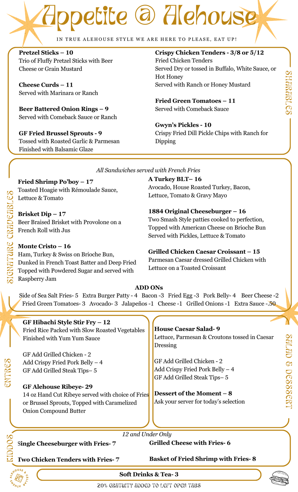 Athens Alehouse Menu — Athens Alehouse
