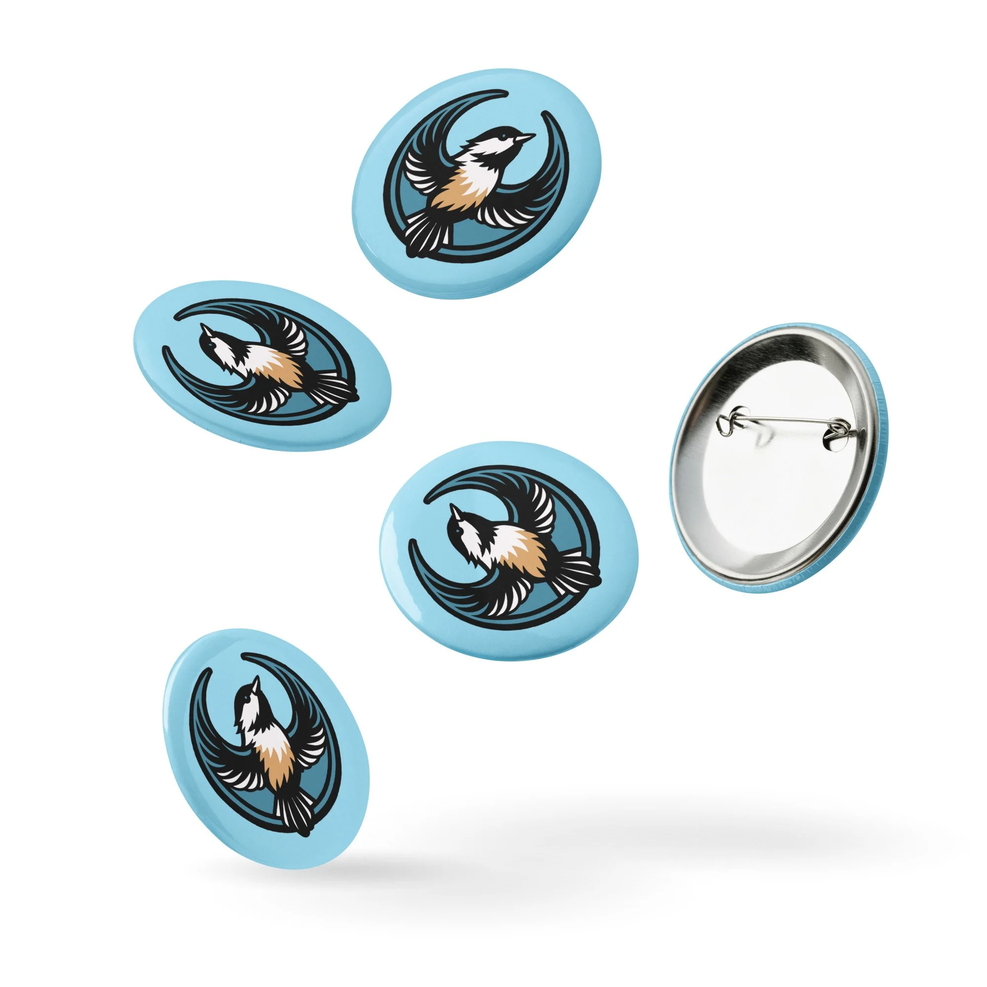 REBEL BIRDS - MA Black-capped Chickodee, Set of pin buttons — Four ...