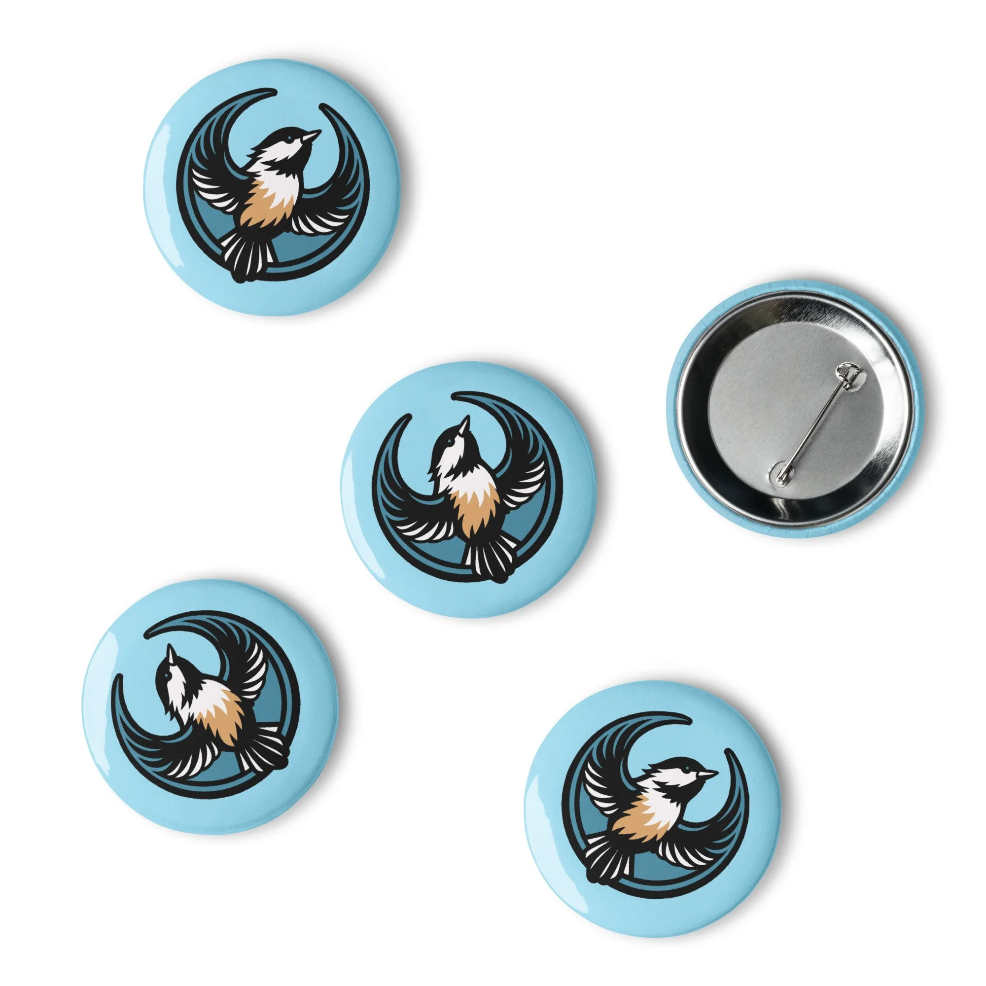 REBEL BIRDS - MA Black-capped Chickodee, Set of pin buttons — Four ...