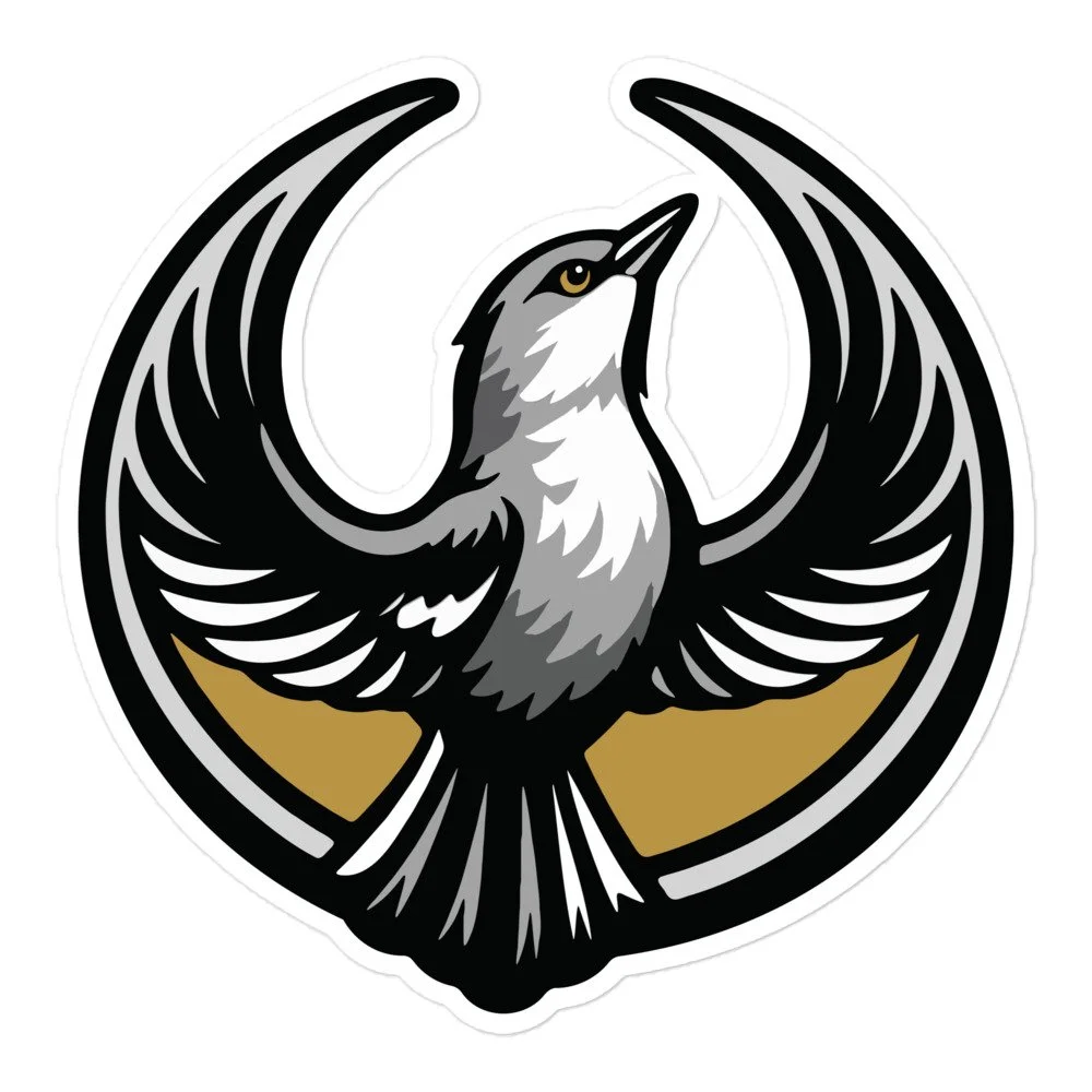 REBEL BIRDS - AR, FL, MS, TN, TX, Northern Mockingbird, Bubble-free ...