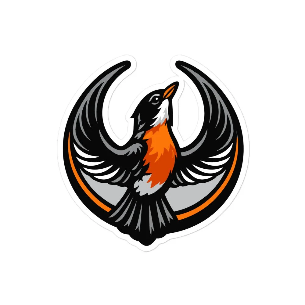 REBEL BIRDS - CT, MI, WI, American Robin, Bubble-free stickers — Four ...