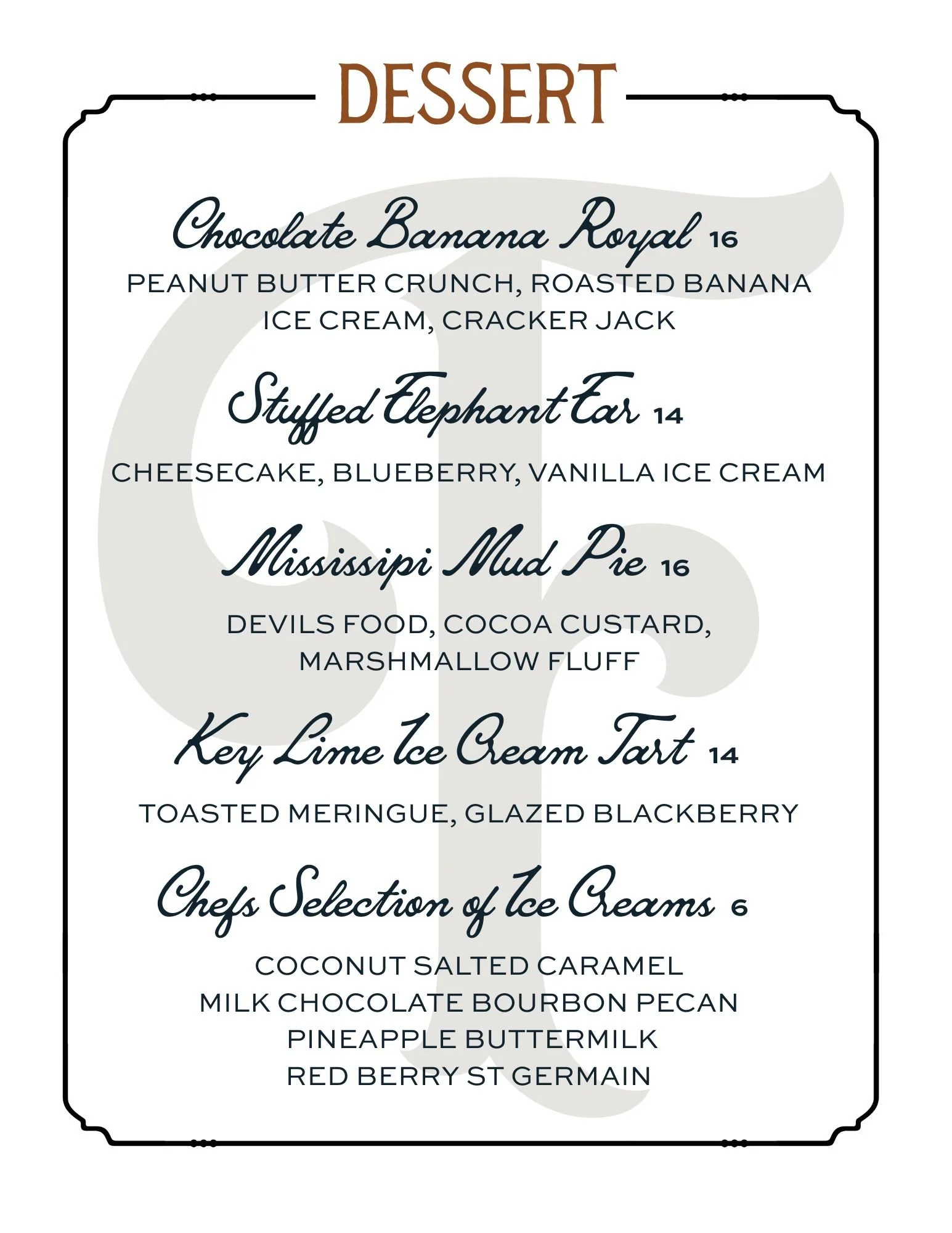 Menu 1 — The Franklin