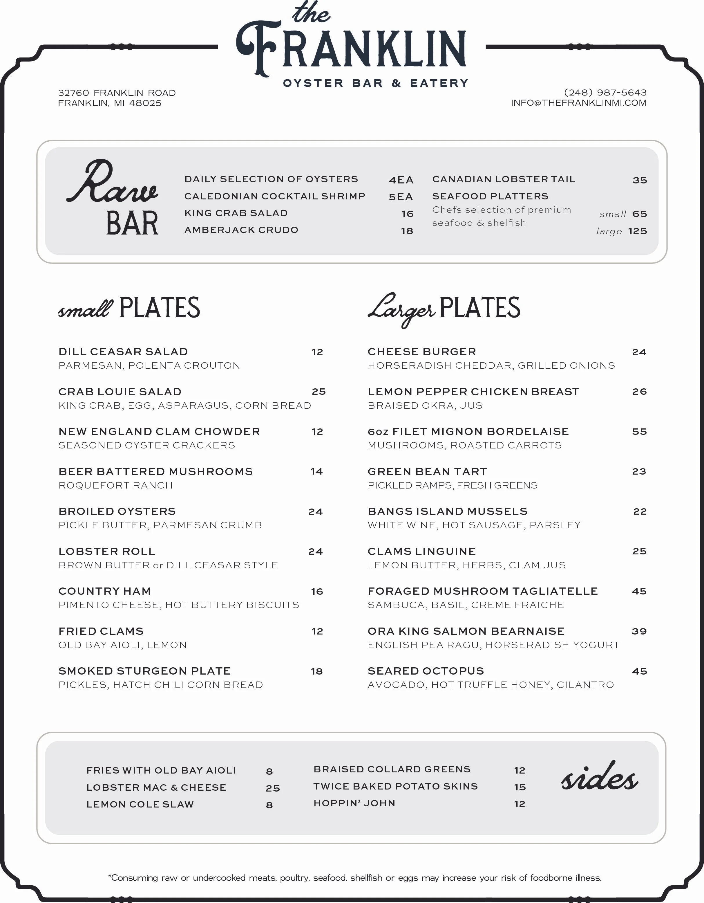 Menu 1 — The Franklin