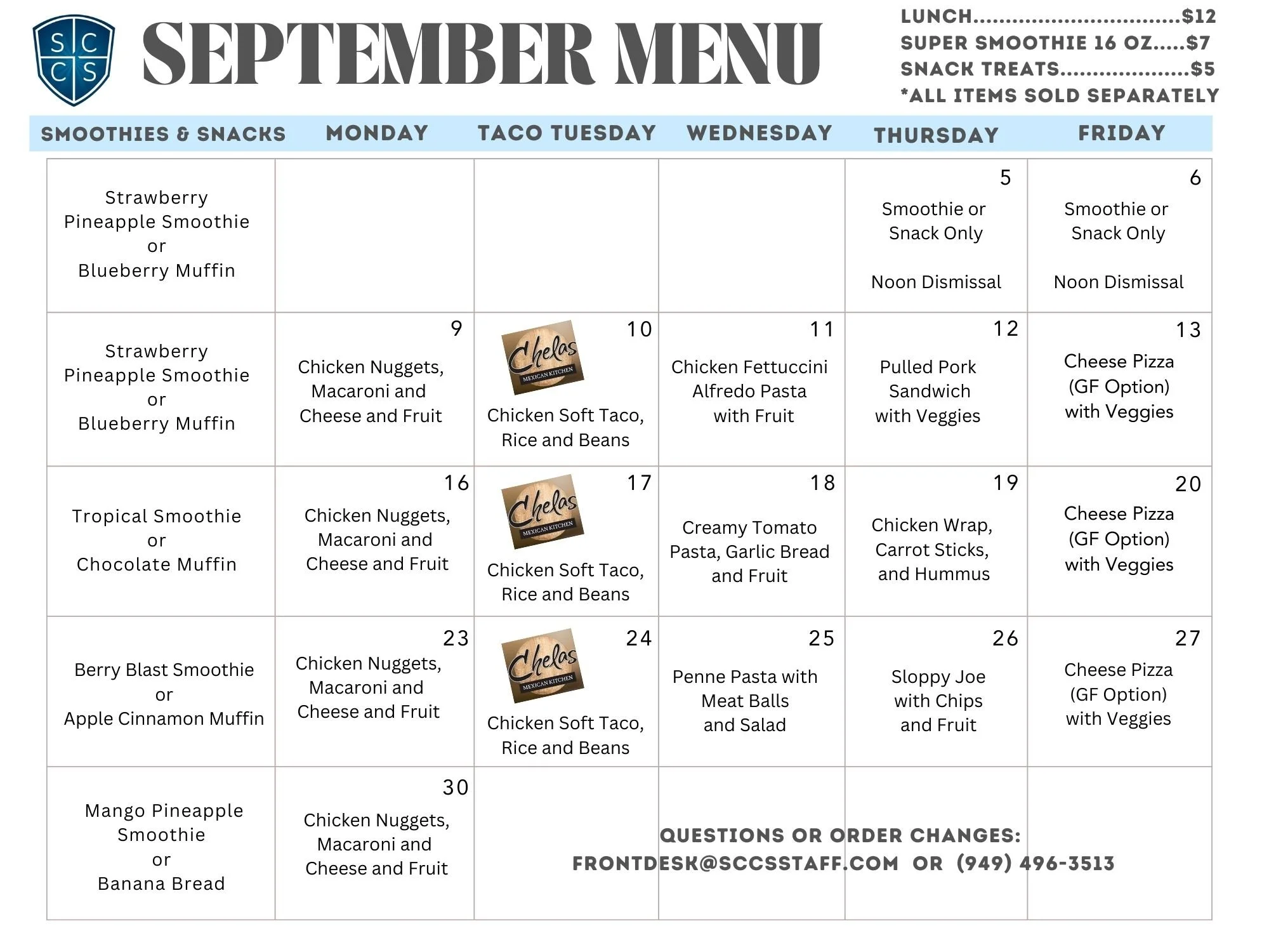 Smoothie, Snack and Lunch Program — San Clemente Christian School