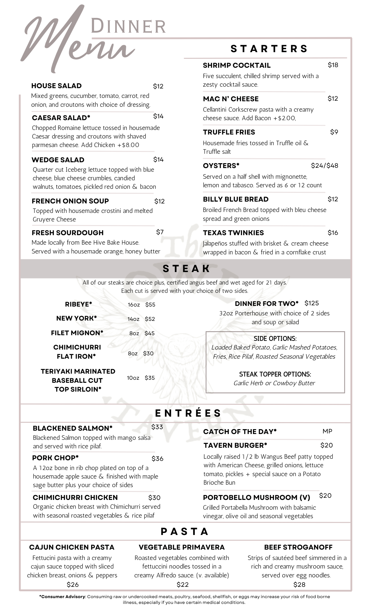 Eat — The Owl Tavern