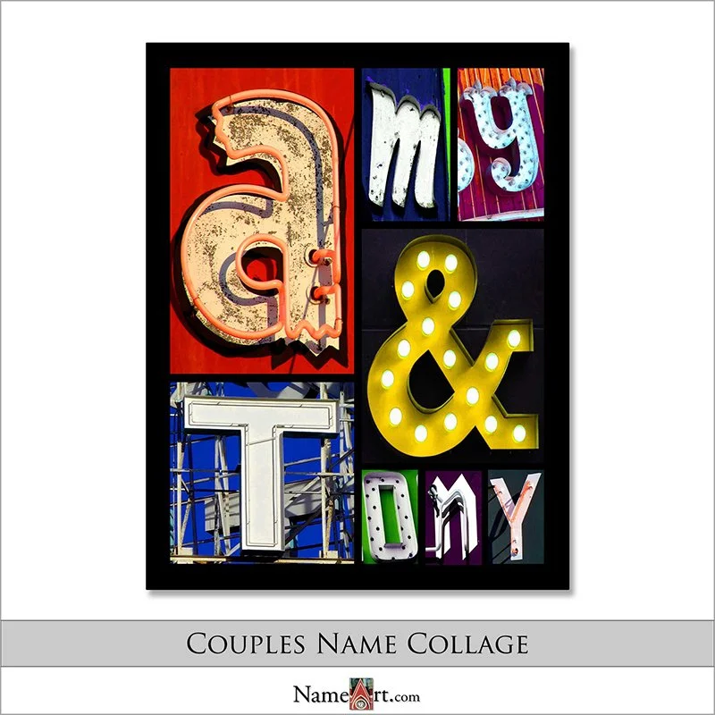 Name Art Gifts Letter Art Alphabet Photos. Custom Wall Art.