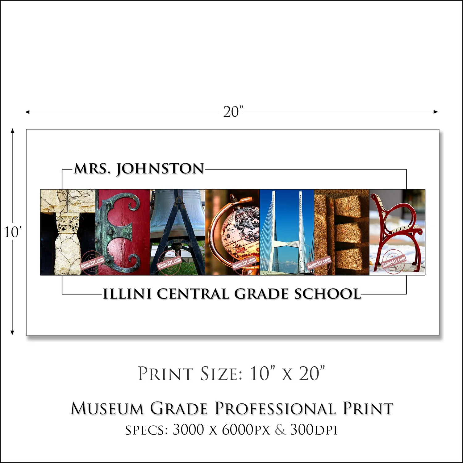 Teacher gift ideas. Personalized art sign with letter photos