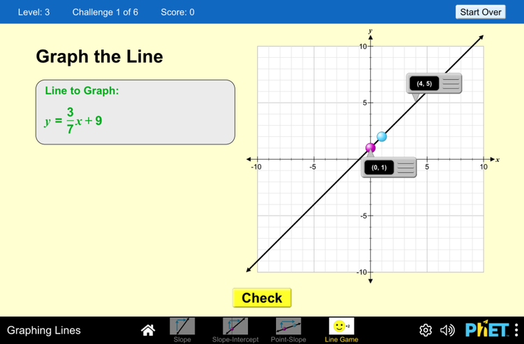 Graphing Lines — Vault Learning Games Library