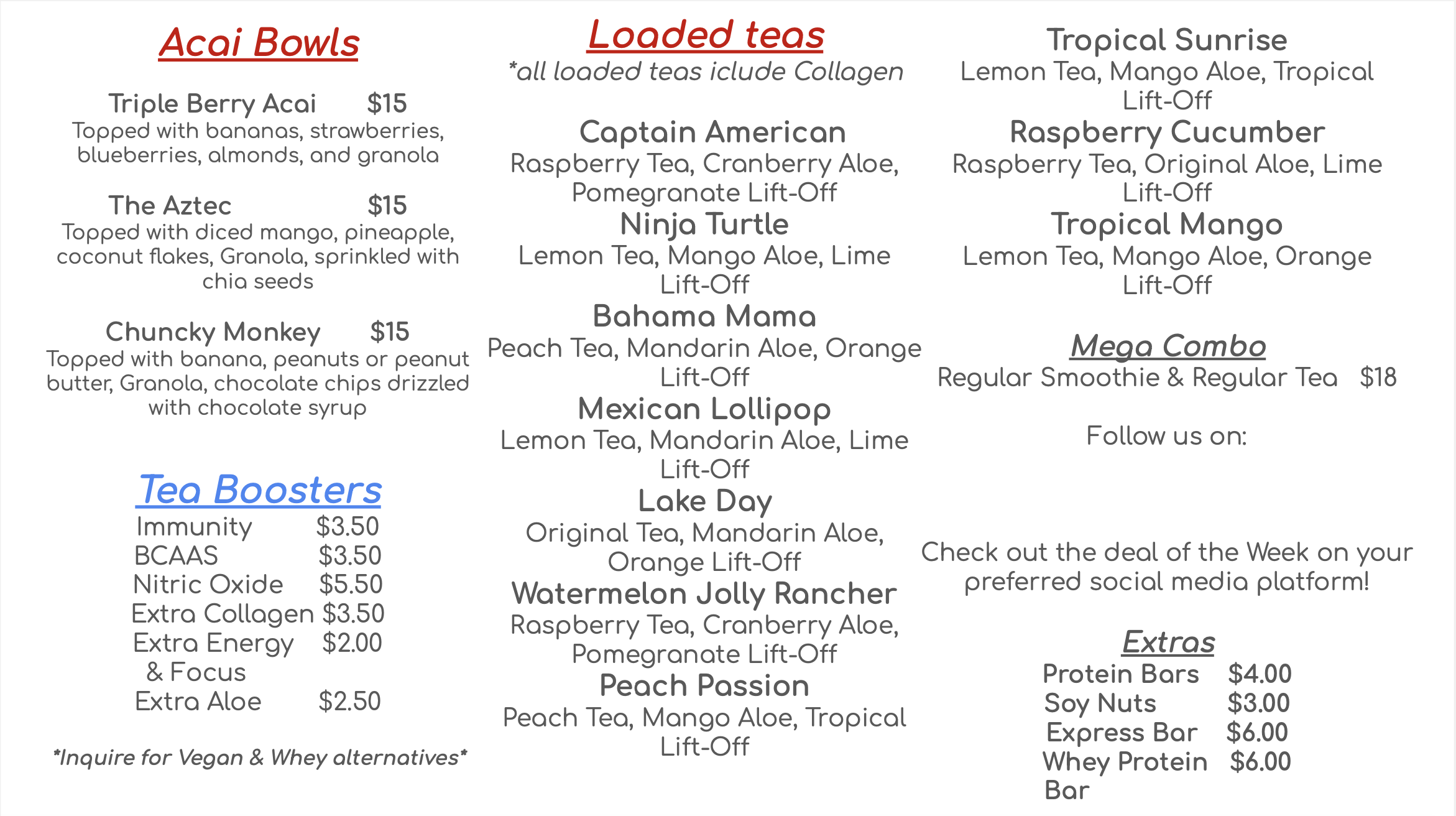 Menu — 20th Avenue Nutrition