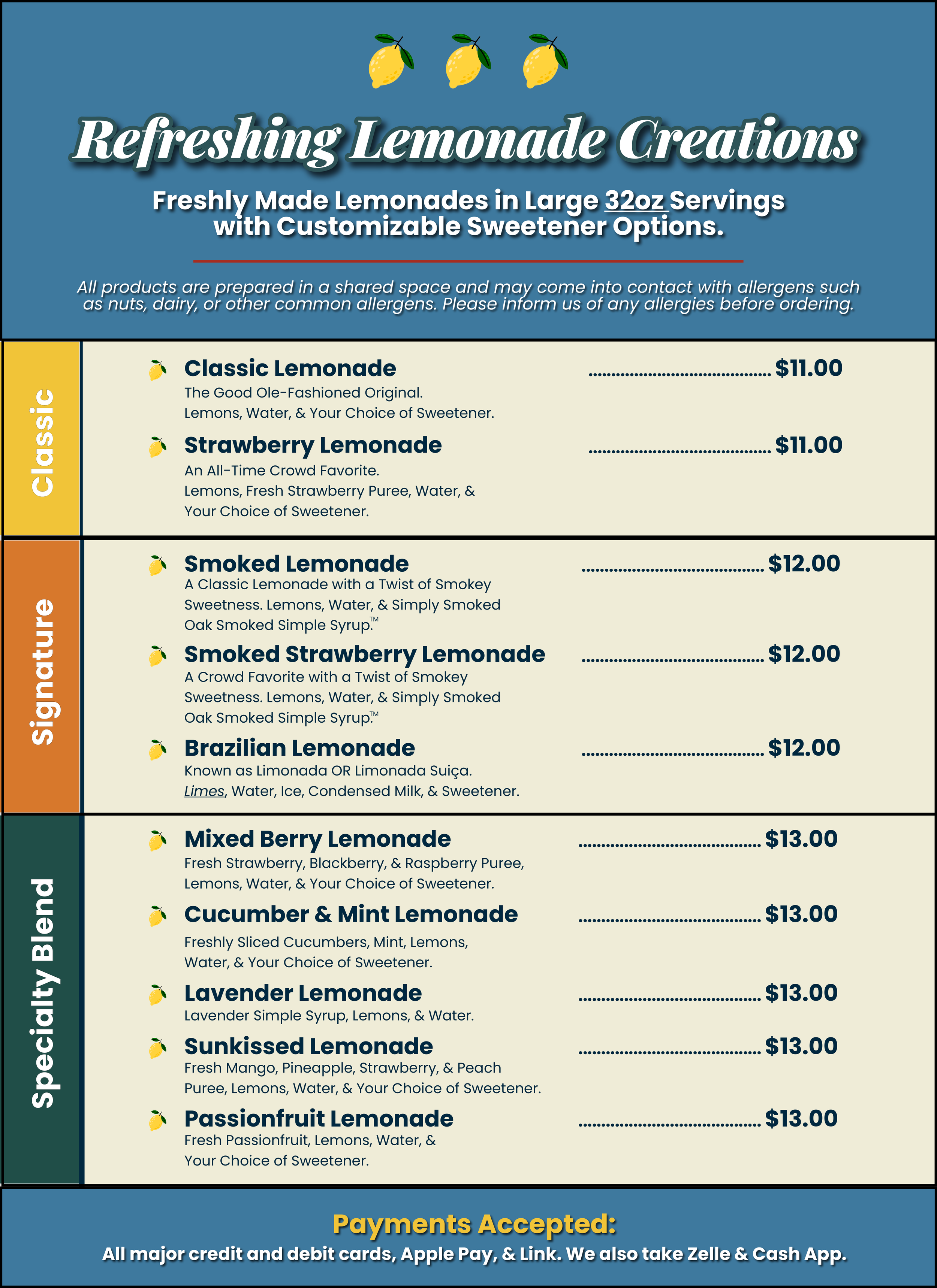 Menu 1 — Zest Lemonade Co.