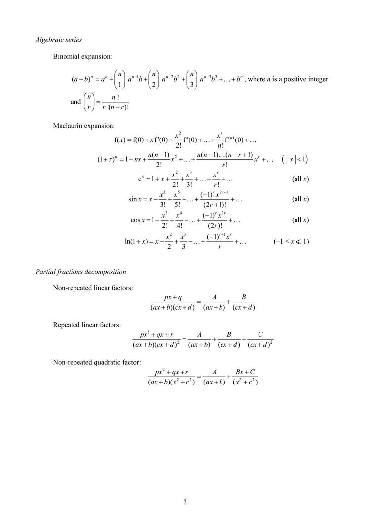 MF27 Formula List — Crucible Education