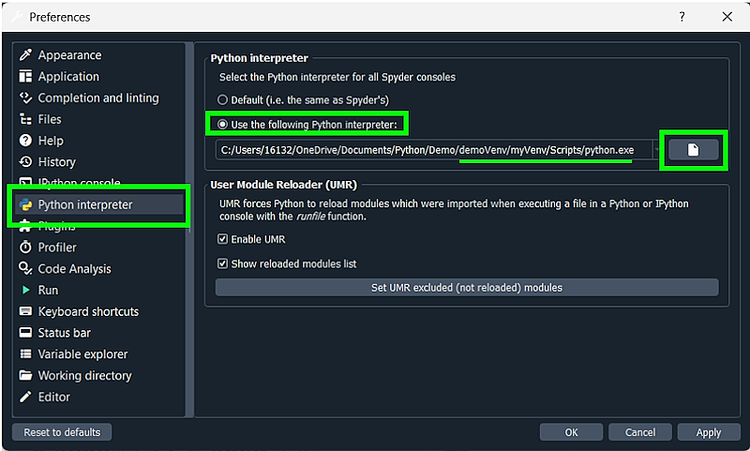 Using Spyder with Python Virtual Environment — Heslip Labs