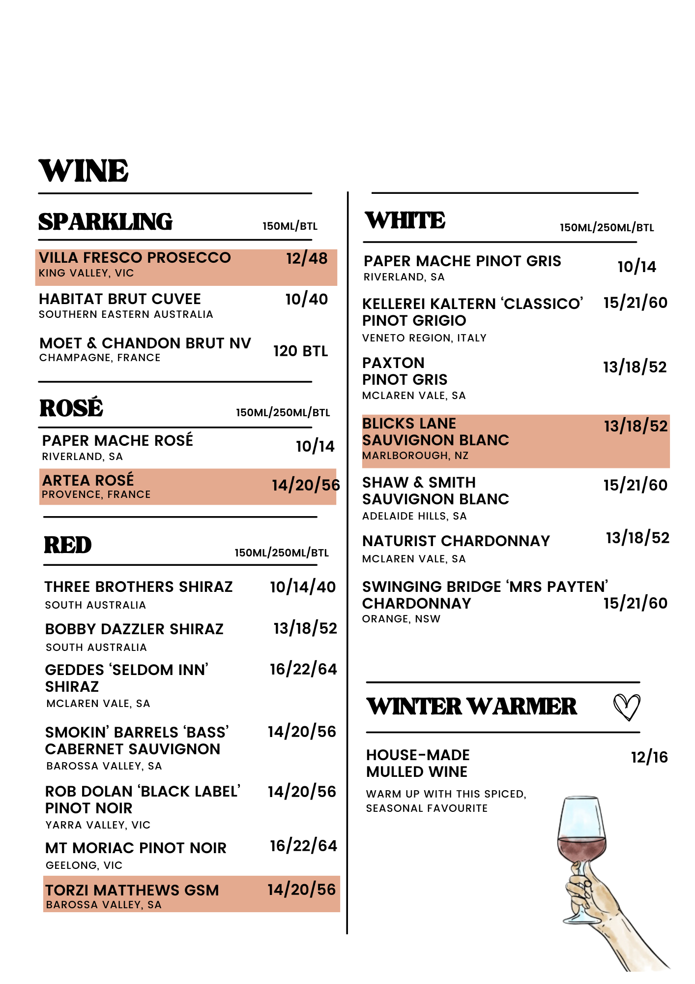 MENU — Clover Neighbourhood Bar