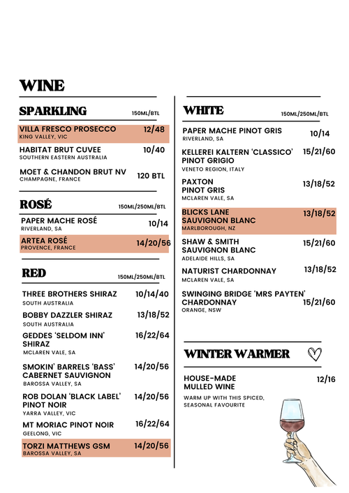 MENU — Clover Neighbourhood Bar