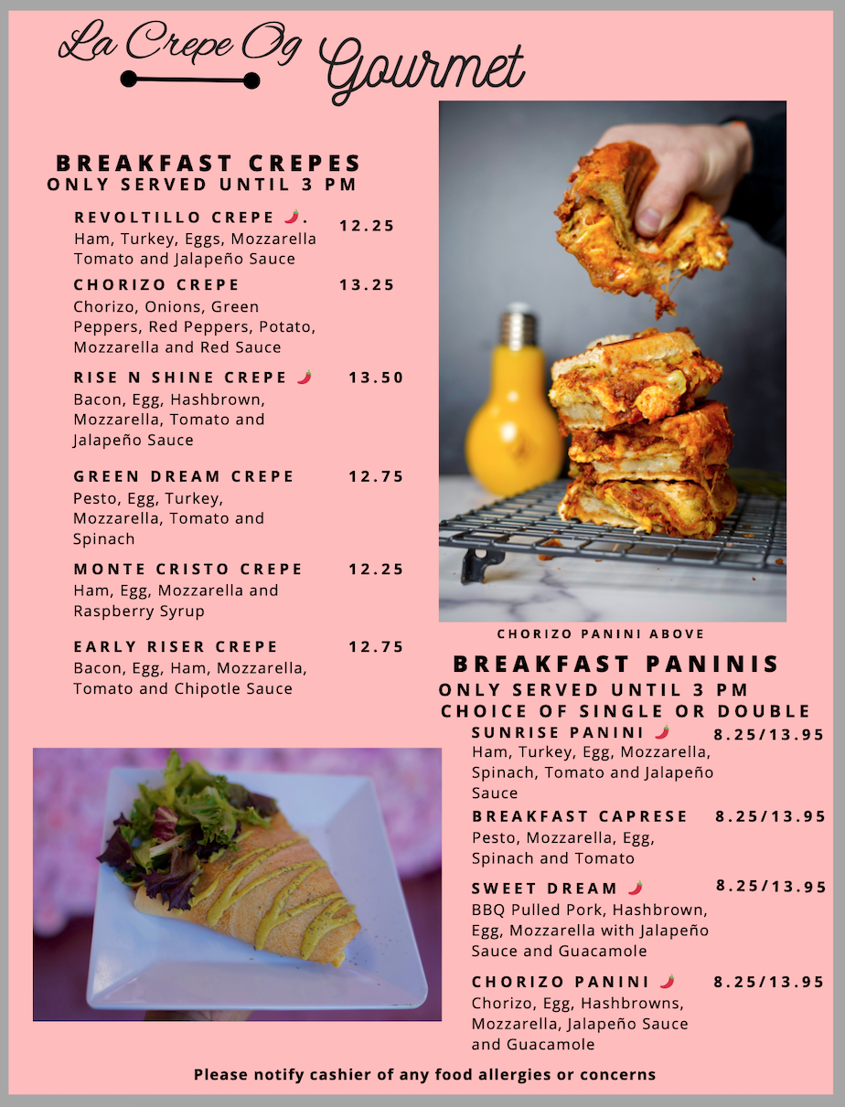 Menu — La Crepe OG Gourmet