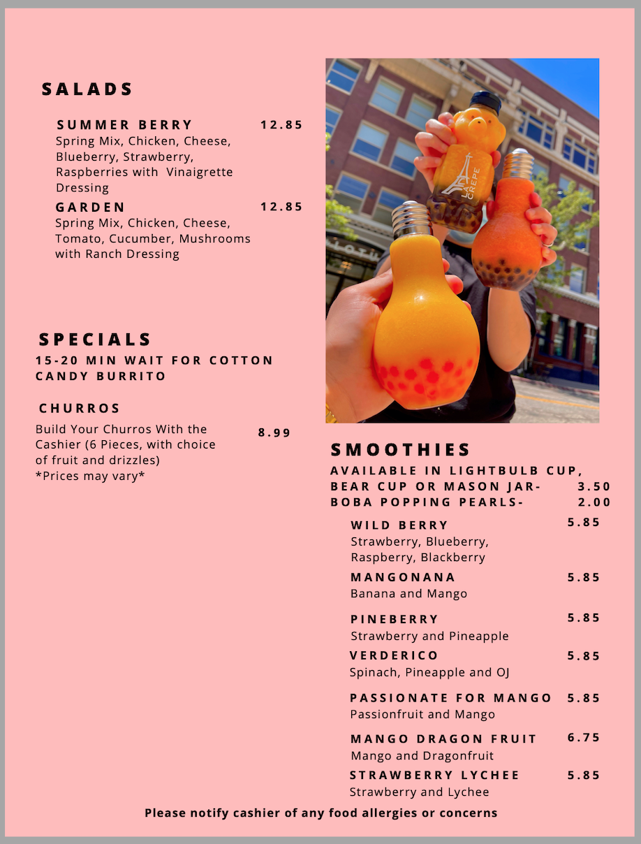 Menu — La Crepe OG Gourmet