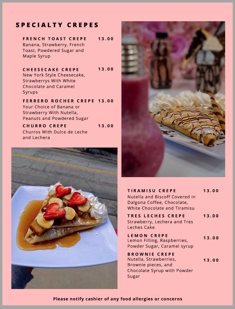 Menu — La Crepe OG Gourmet