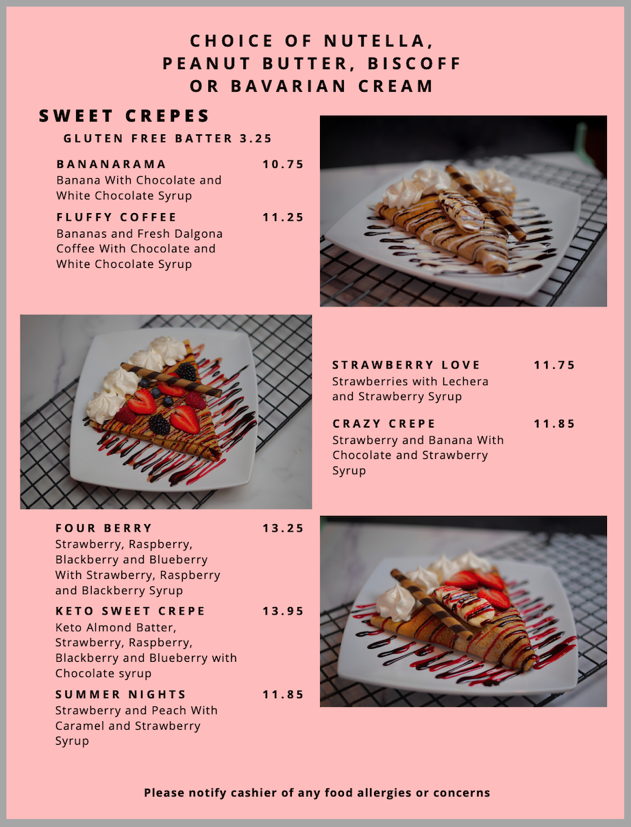 Menu — La Crepe OG Gourmet